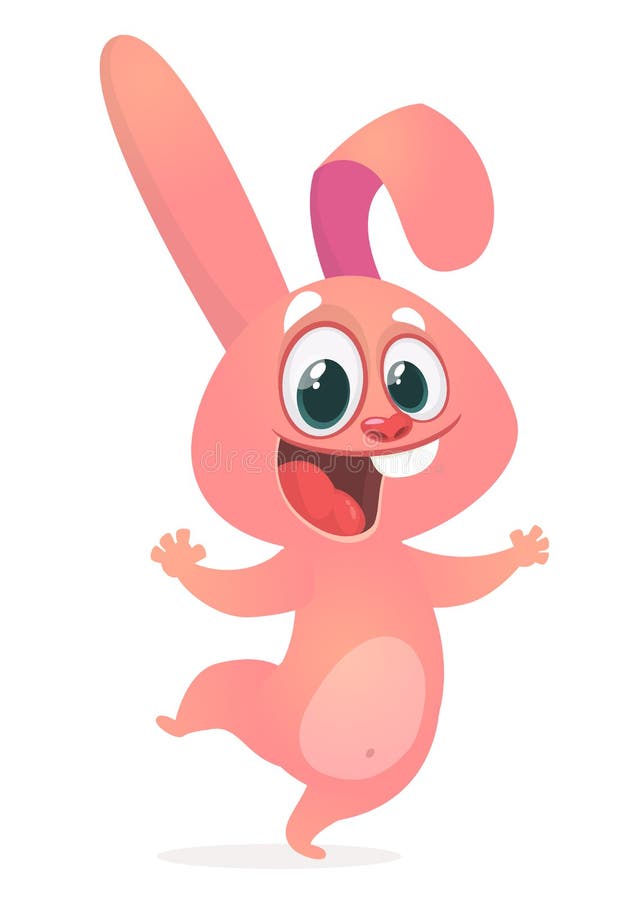 Pink Easter Rabbit Cartoon. Easter Bunny Vector Illustration. Stock ...