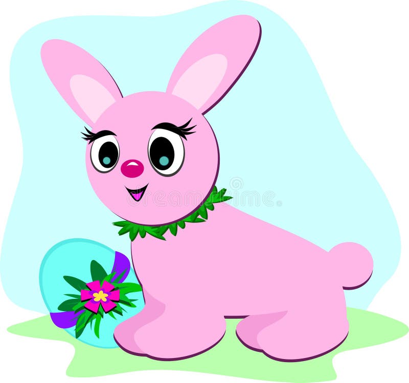 Pink Easter Rabbit with Easter Egg Stock Vector - Illustration of ...