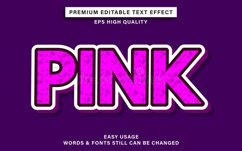 Pink Editable Text Style Effect. Editable Font Vector File Stock Vector ...