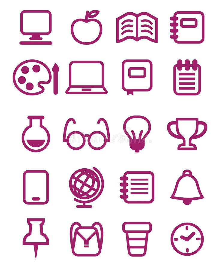 Pink education, icon stock vector. Illustration of icon - 258928570