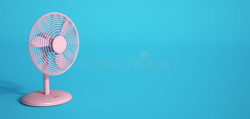 Pink Electric Fan on Blue Background Stock Illustration - Illustration ...