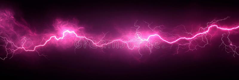 Pink Electric Lightning Discharge on Black Background. Thunder Spark ...