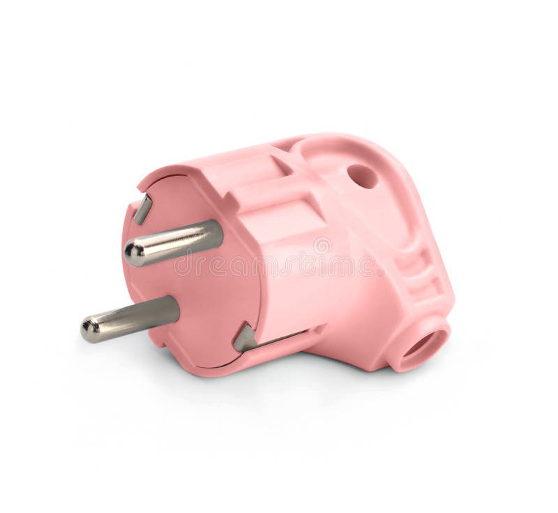 Pink Electric Plug on White Background Stock Image - Image of ...