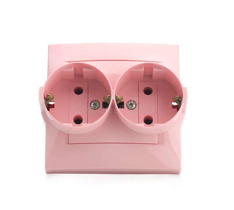 Pink Electric Socket on a White Background Stock Image - Image of ...