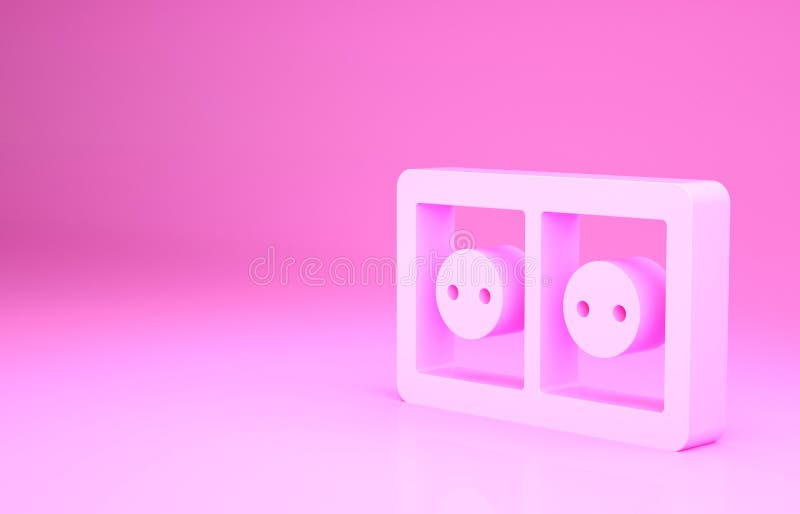 Pink Electrical Outlet Icon Isolated on Pink Background. Power Socket ...