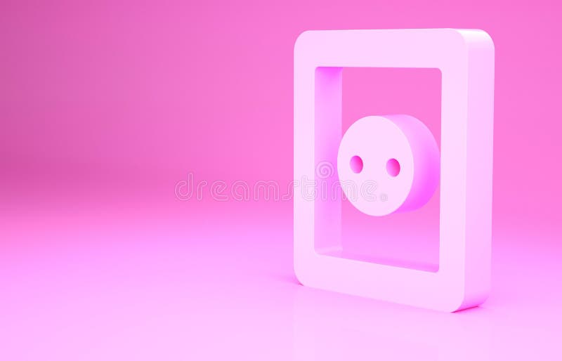 Pink Electrical Outlet Icon Isolated on Blue Background. Power Socket ...