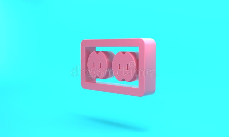 Pink Electrical Outlet Icon Isolated on Turquoise Blue Background ...