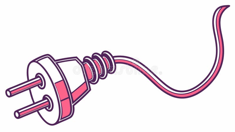 A Pink Electrical Plug and Cord in a Simple, Clean Illustrative Style ...