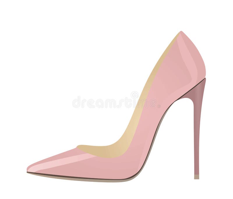 Pink Elegant Shoe, Side View Stock Vector - Illustration of foot, color ...
