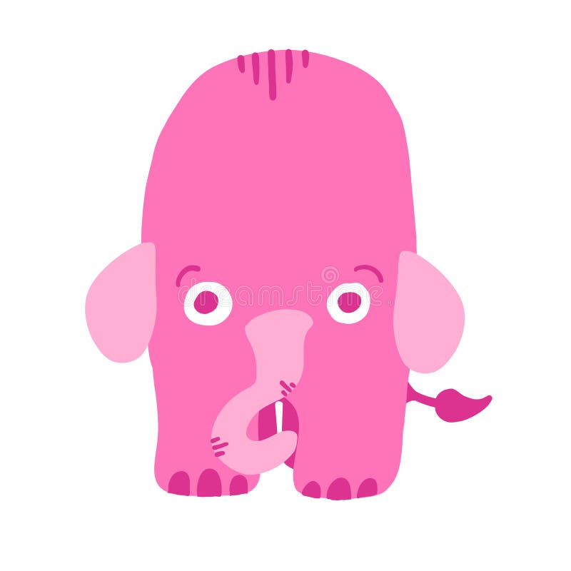 Pink Elephant in Cartoon Flat Style Stock Vector - Illustration of ...
