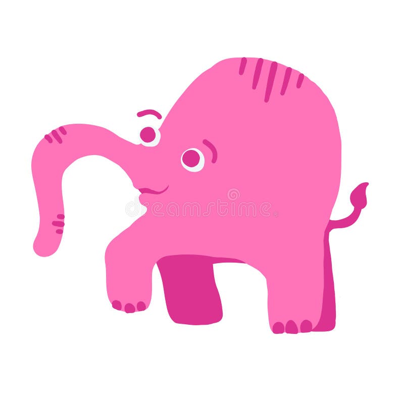 Pink Elephant in Cartoon Flat Style Stock Vector - Illustration of ...