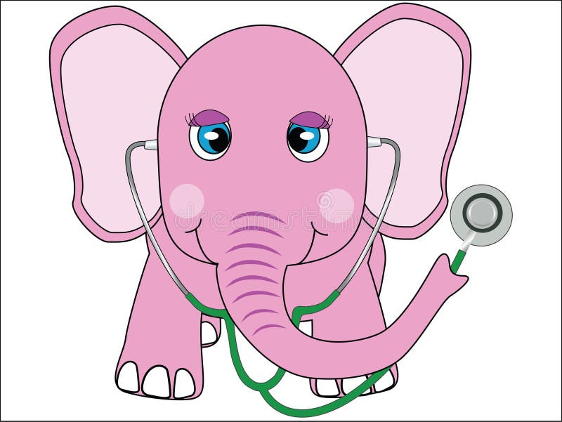 Pink elephant doctor stock vector. Illustration of girl - 12150046