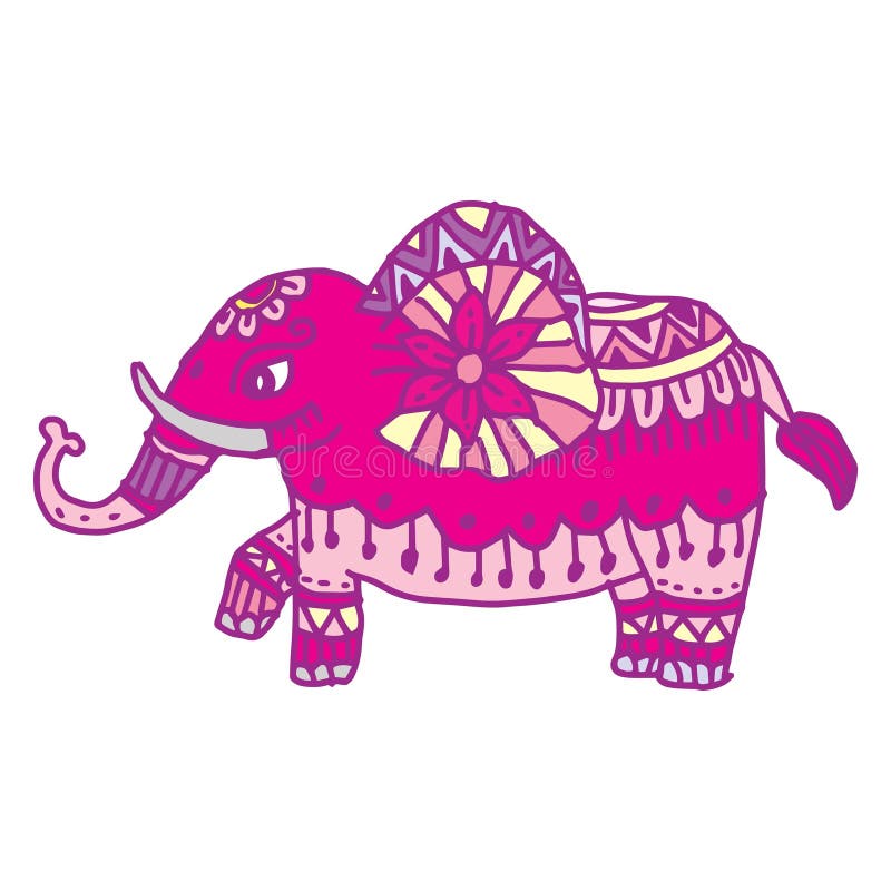 Pink Elephant with Mandala Pattern. Stock Vector - Illustration of ...