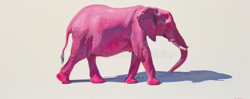 Pink Elephant Walking Under Bright Light Stock Photo - Image of shadow ...