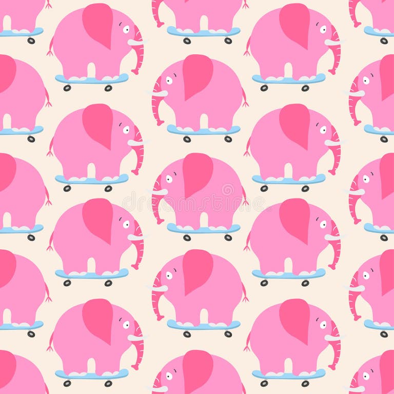 Pink Elephants Seamless Pattern. Vector Funny Illustration Stock ...
