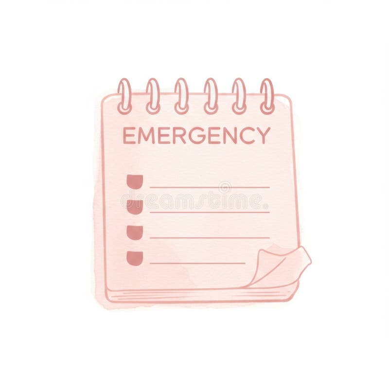 Pink Emergency Checklist Notebook Illustration Stock Illustration ...