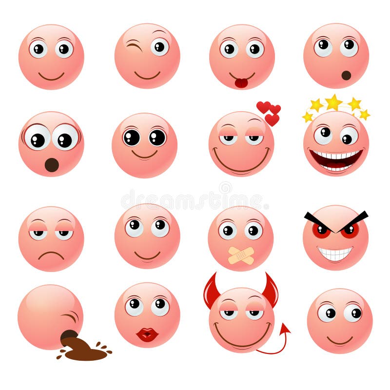 Pink emoticons stock vector. Illustration of icon, happy - 52390011
