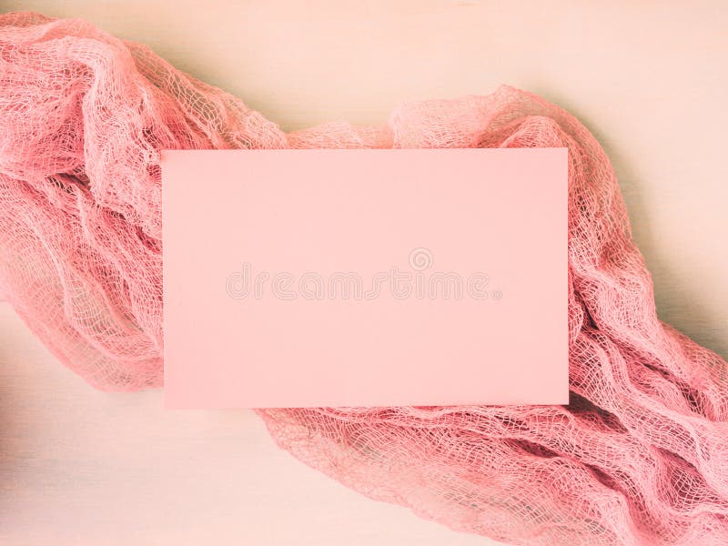 Pink Empty Card on Coral Pink Fabric Stock Image - Image of girlish ...
