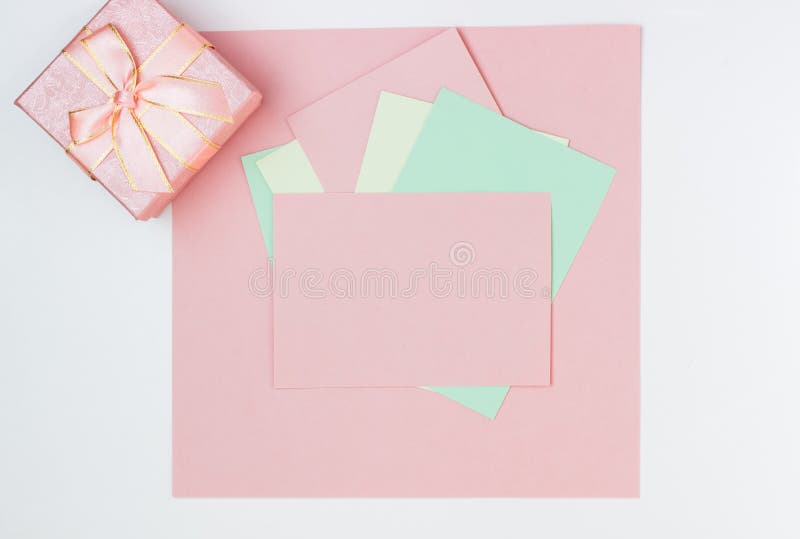 Pink Empty Card, Sheet for Writing. Layout for Adding Tags with Gift ...