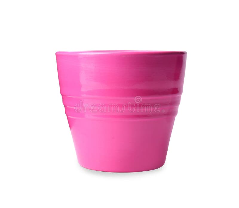 Pink Empty Ceramic Flower Pot Isolated on White Stock Photo - Image of ...