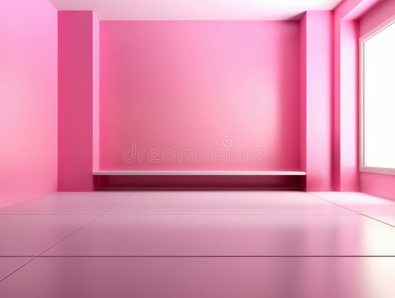 Pink Empty Room with Pink Walls and Floor Stock Illustration ...