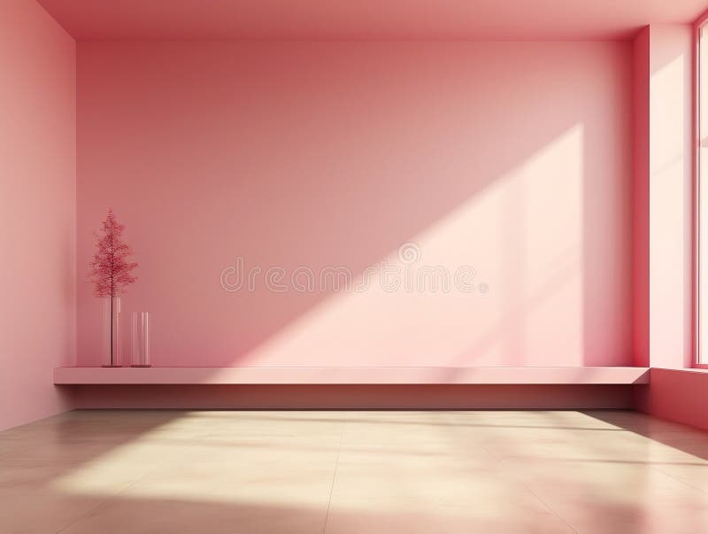 Pink Empty Room with a Window and a Beam of Sunlight Stock Illustration ...