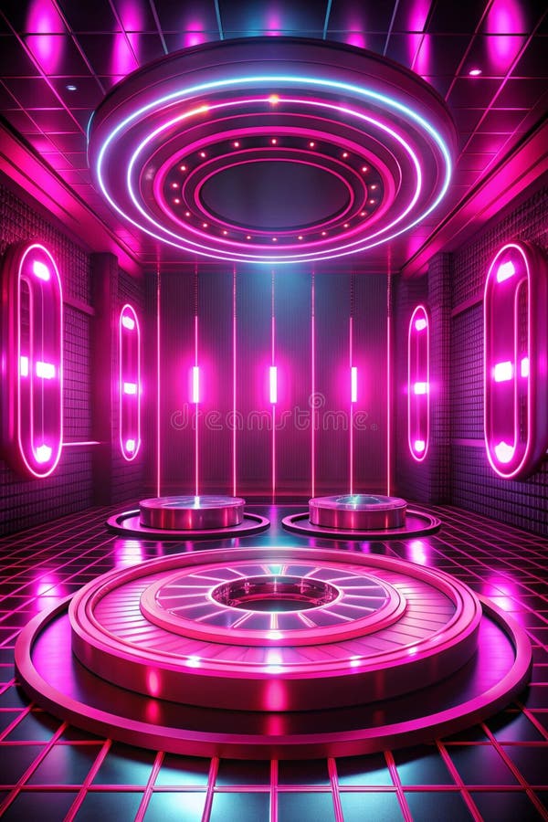 Pink Empty Scene with Line Neon Lamps Stock Photo - Image of neon ...