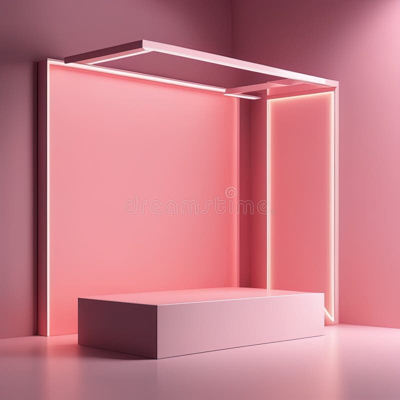 Pink Empty Showcase. Showcase for Presentation. 3d Rendering. Modern ...