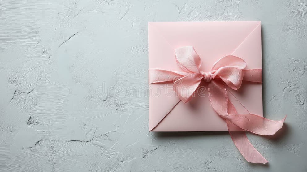 Pink Envelope with Bow on Textured Surface Stock Image - Image of ...