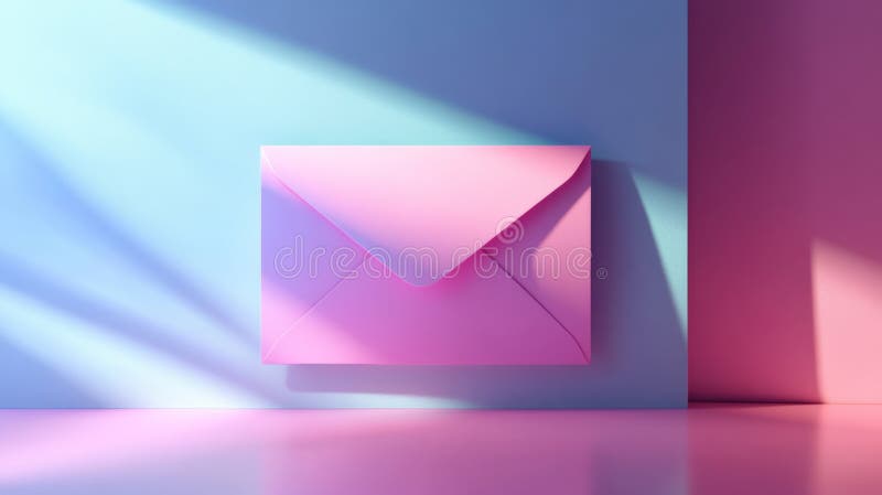 Pink Envelope on Color Gradient Background with Soft Lighting, Abstract ...