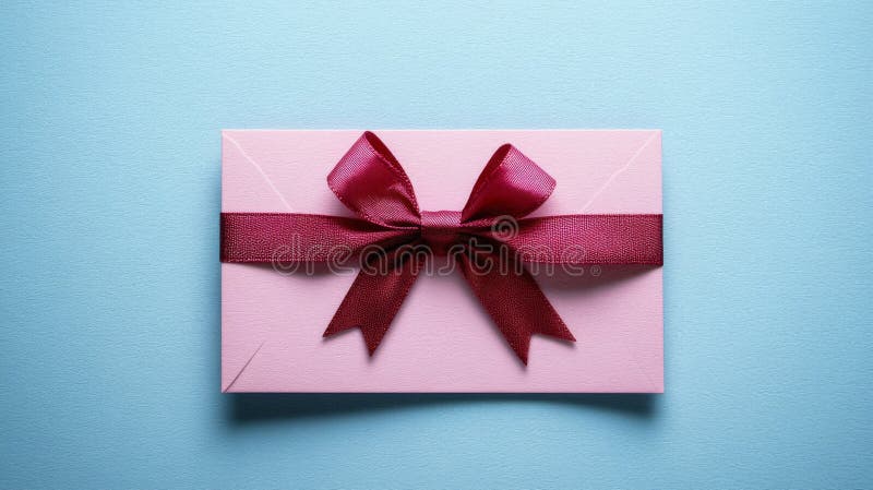 Pink Envelope Decorated with a Burgundy Ribbon Bow Stock Illustration ...