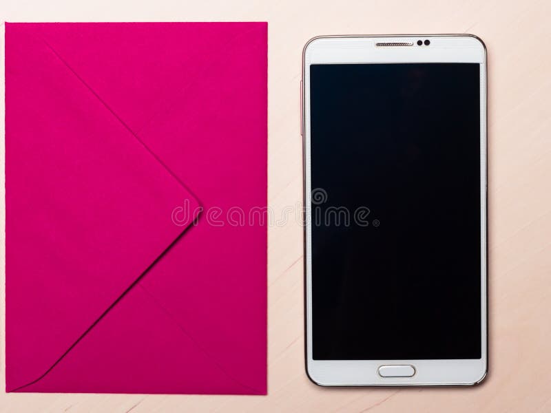 Pink Envelope and Mobile Phone Stock Image - Image of message, network ...