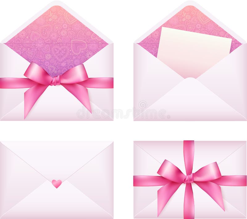Pink Envelope Vector Illustration Isolated on White Background. Cute ...