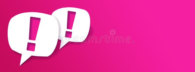 Pink Exclamation Mark on Paper Bubble. Red Long Banner with Place for ...