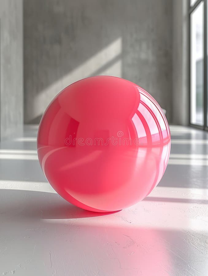 Pink Exercise Ball in a Bright Room Stock Image - Image of ball ...