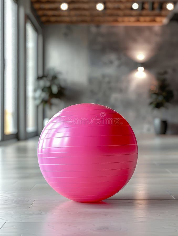 Pink Exercise Ball Modern Gym Wooden Floor Stock Photos - Free ...
