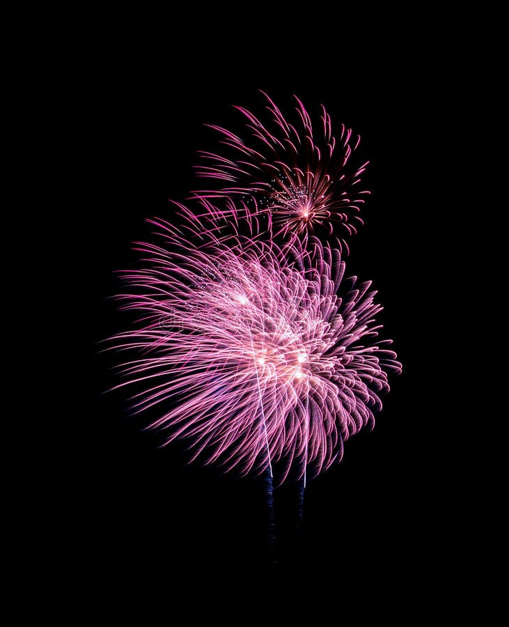 Pink Fireworks At Pattaya Beach, Thailand Stock Photo - Image of black ...