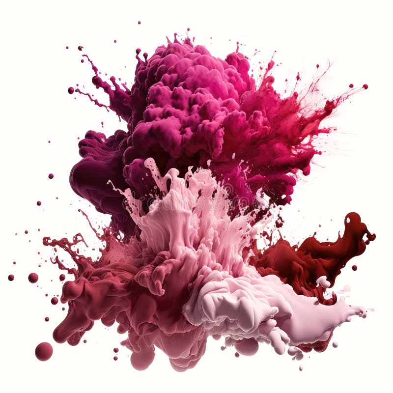 Pink Exploding Paint on a White Background Stock Illustration ...