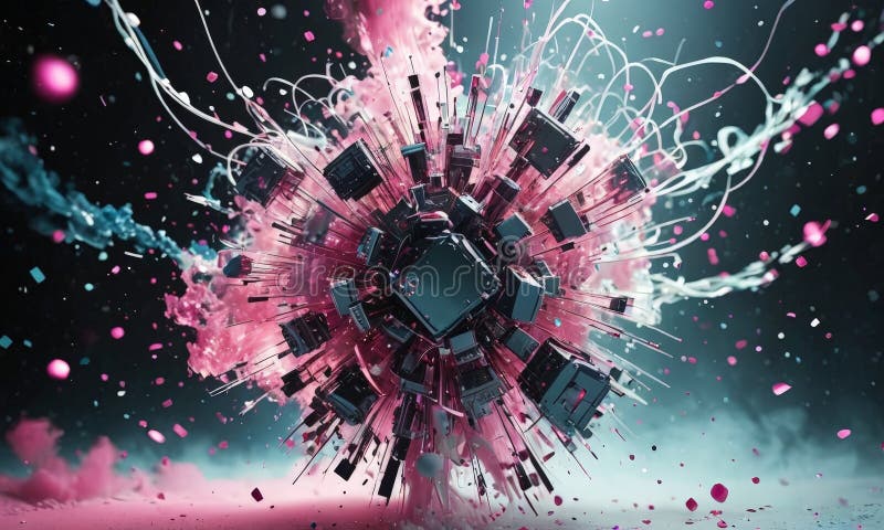 Pink Explosion Exploding and Stock Illustration - Illustration of ...