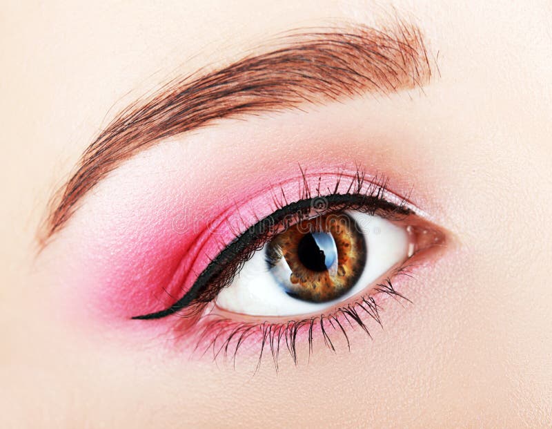 Pink Eye Makeup stock photo. Image of dark, beautiful - 74072620