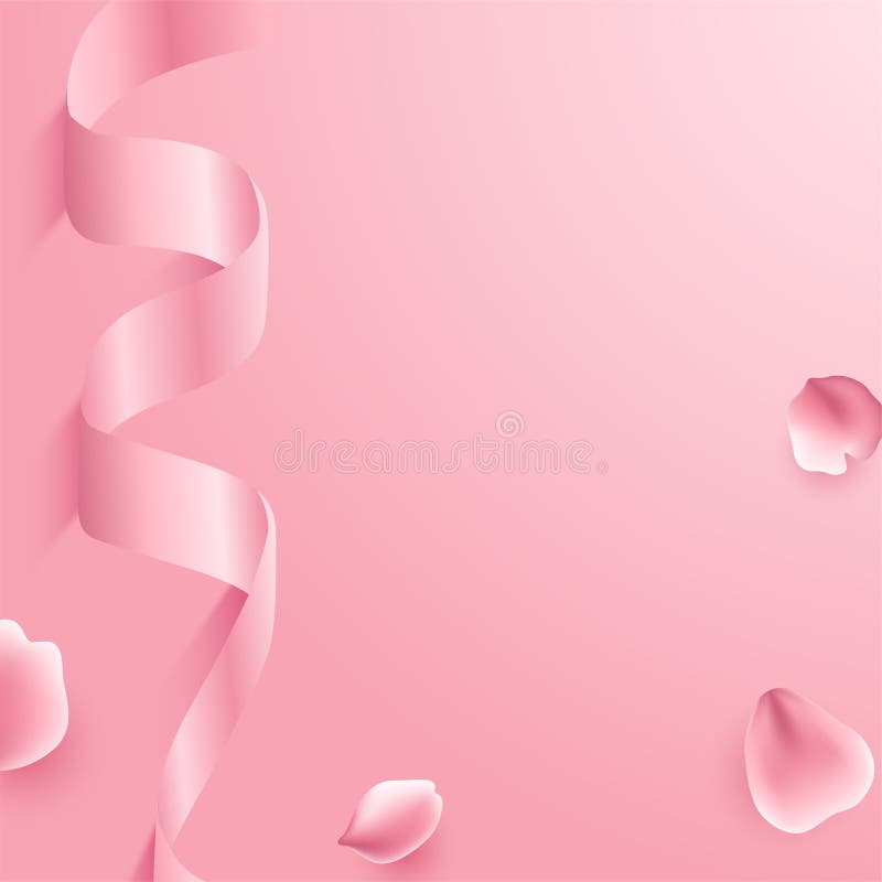 Pink Fabric Curved Ribbon on Pink Background Stock Vector ...