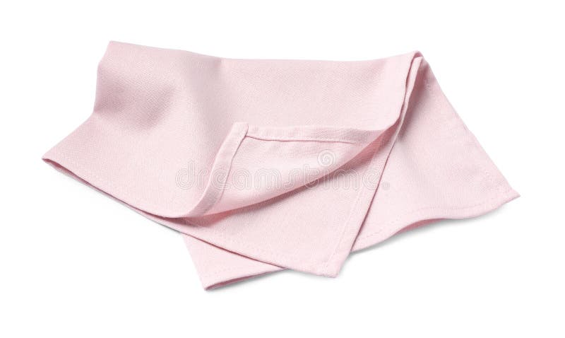 Pink Fabric Napkin Folded on White Background Stock Photo - Image of ...
