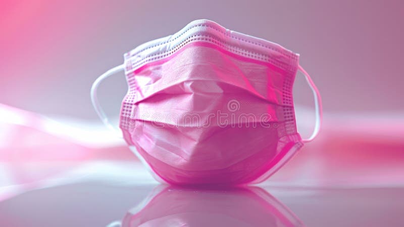 Pink Face Mask on Reflective Surface with Soft Lighting, Health and ...