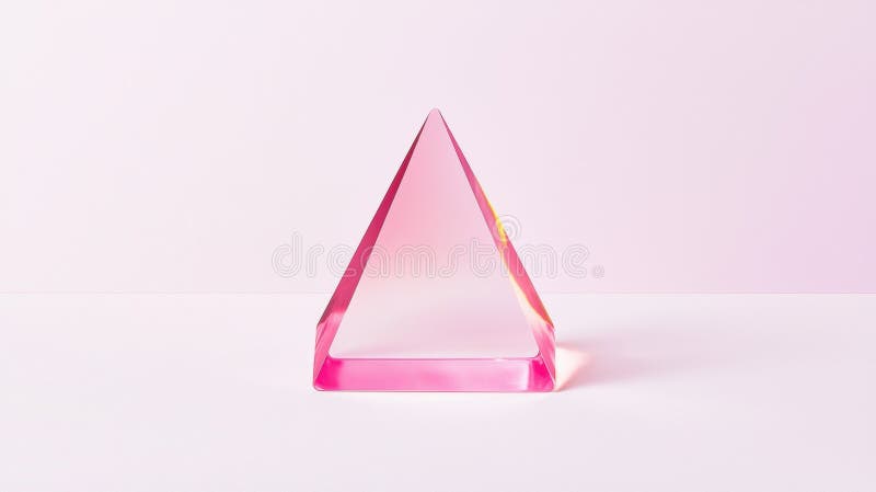 A Pink, Faceted Pyramid Sits on a White Surface. Stock Image - Image of ...