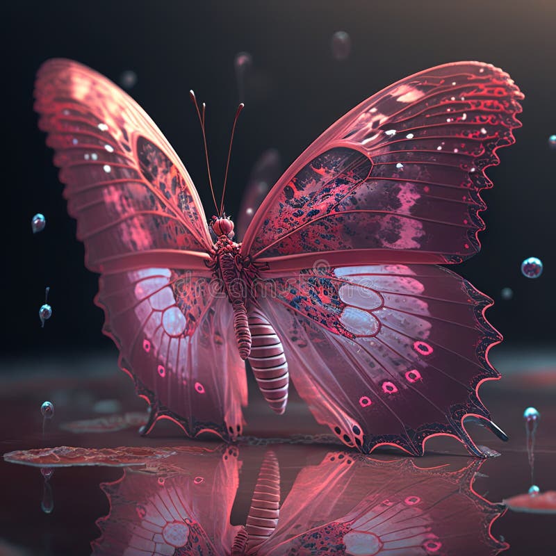 Pink Fantasy Butterfly, Generative AI Stock Illustration - Illustration ...