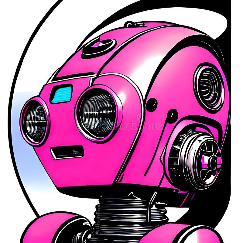 Pink female humanoid robot stock illustration. Illustration of metal ...