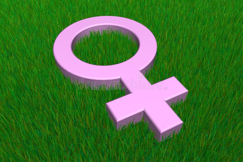 Pink Female Symbol On Grass Stock Illustration - Illustration of ...