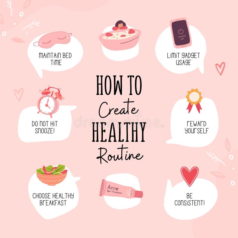 Pink Feminine How To Create Healthy Routine Instagram Post Stock ...