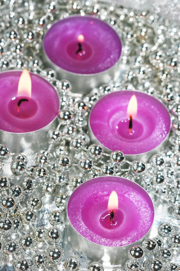 Pink festive candles stock photo. Image of merry, burn - 7647298