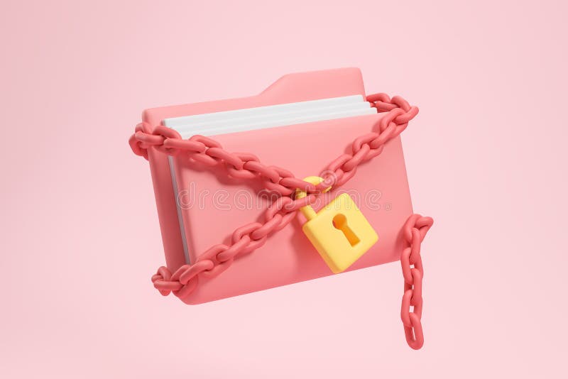 Pink File with Cut Chain and Open Padlock Stock Illustration ...
